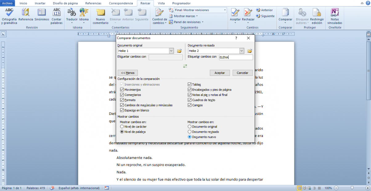 El control de cambios de Microsoft Word | Las herramientas del escritor ...
