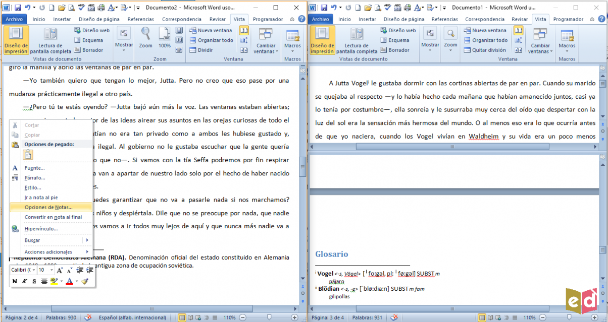 Las notas en Microsoft Word | Las herramientas del escritor (8) - Elena ...